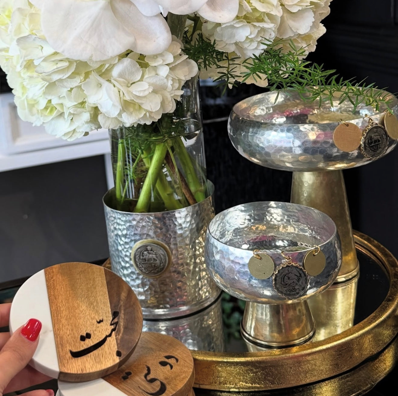Set of 4 Custom Engraved Marble & Wood Coasters – Personalized Eleganc ...